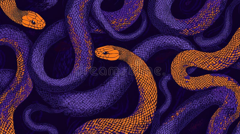 The Pattern Features Snakes and is Seamless. Stock Photo - Image of ...