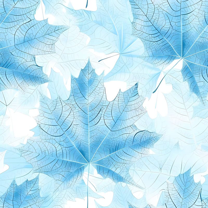 A Pattern Featuring Blue, Translucent Leaves on a Light Background ...