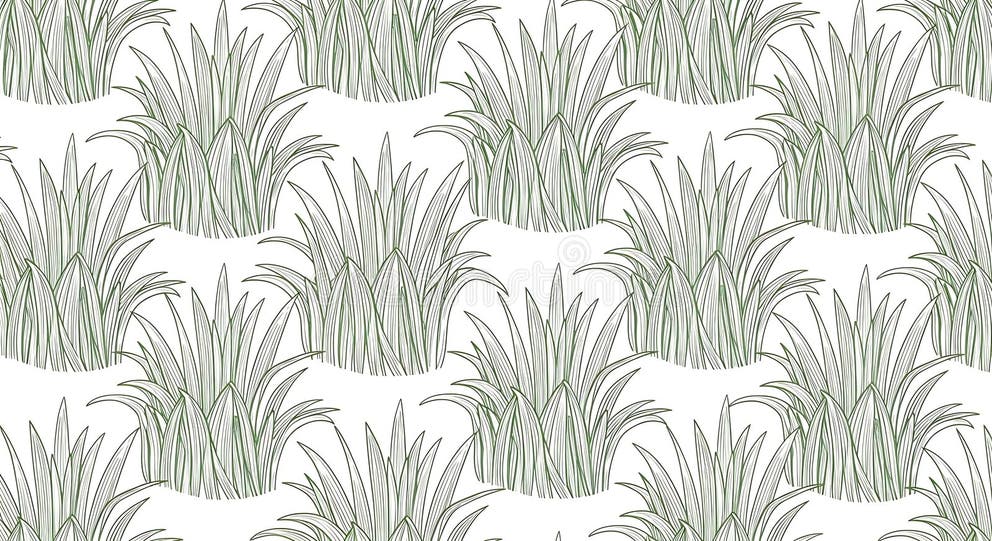 Pattern Featuring Clusters of Grass Blades Drawn with Thin Lines and ...