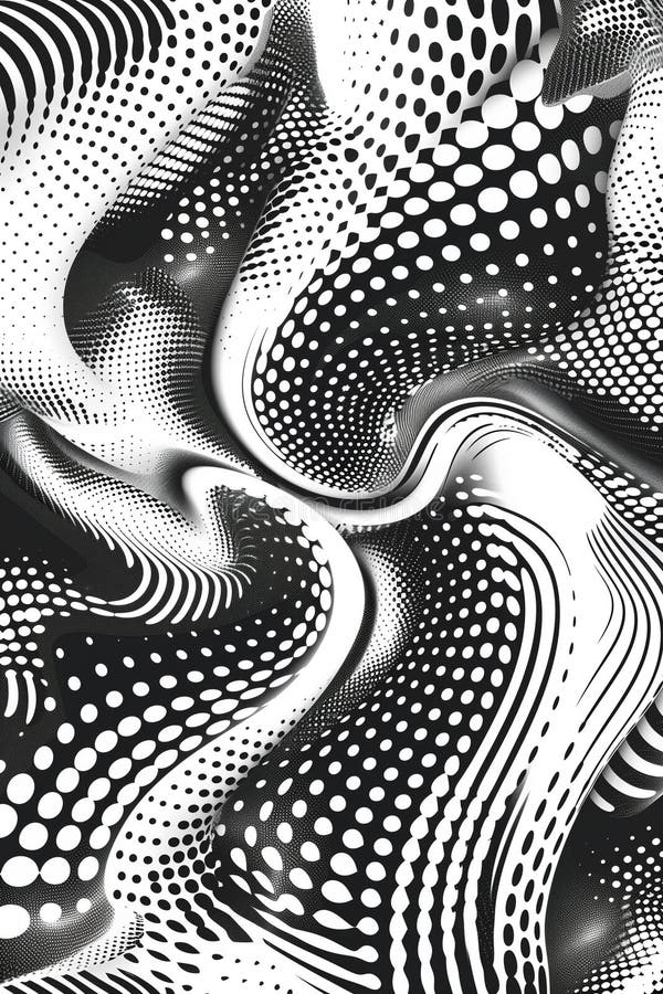 Pattern Featuring Dotted Lines in a Swirl Shape Design, Black and White ...