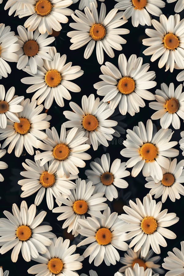 Pattern Featuring Elegant Daisy Flowers in Geometry Style Stock Image ...