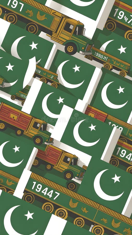 Abstract Pakistan Flag and Truck Art Pattern Stock Illustration ...