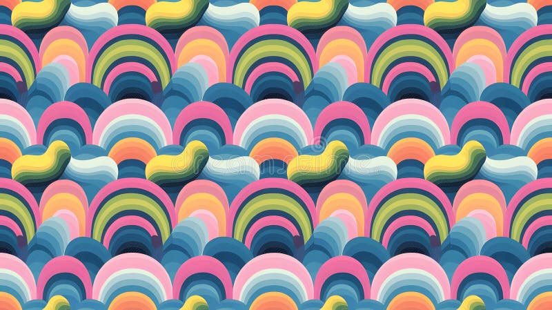 Pattern Featuring a Seamless Array of Vibrant Rainbow Waves, Stock ...