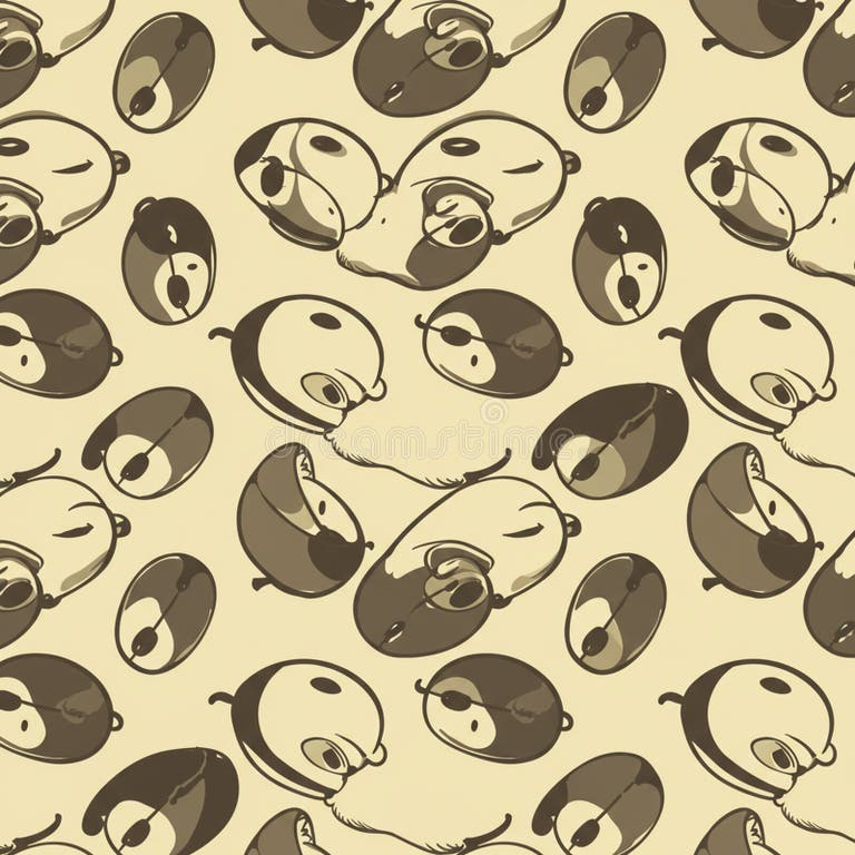 Pattern Featuring Stylized, Simplistic Cartoon Character Faces, Stock ...