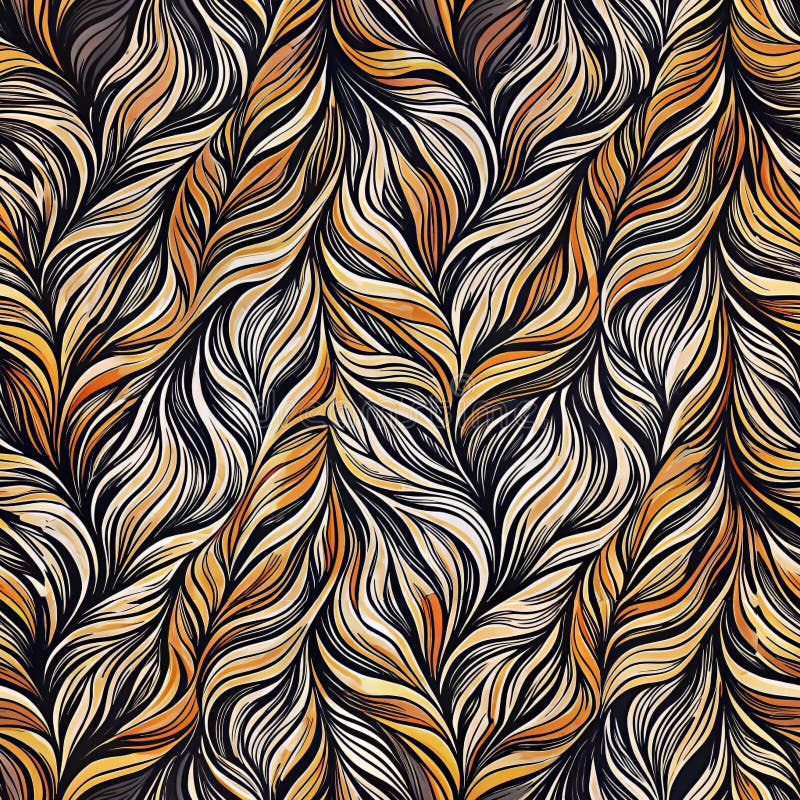 Pattern Filled with Flowing, Wavy Lines in Shades of Orange, Gold, and ...