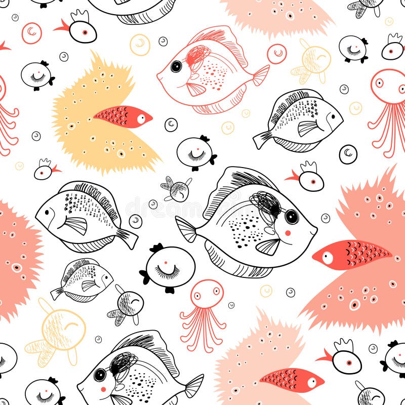 Pattern of fish stock vector. Illustration of fish, graphic - 19365599