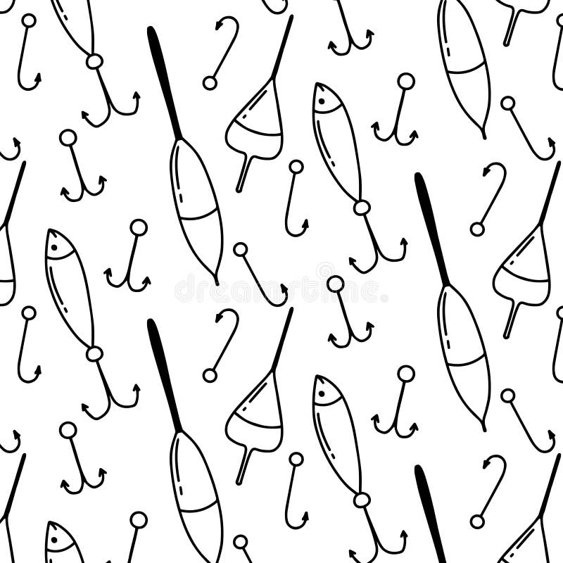 Pattern with Fishing Tackle. Seamless Pattern with Floats and Hooks ...