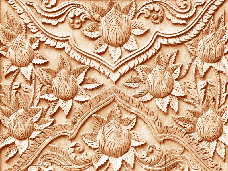 Flower carved on wood stock image. Image of exterior - 30162195