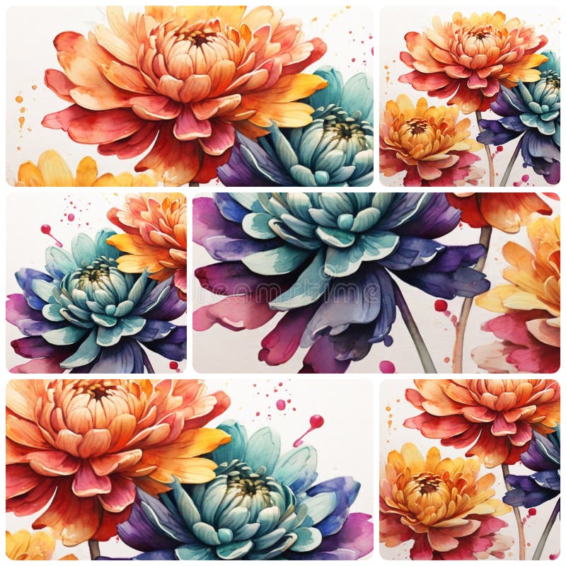 Pattern with Flowers, Collage Header Stock Illustration - Illustration ...