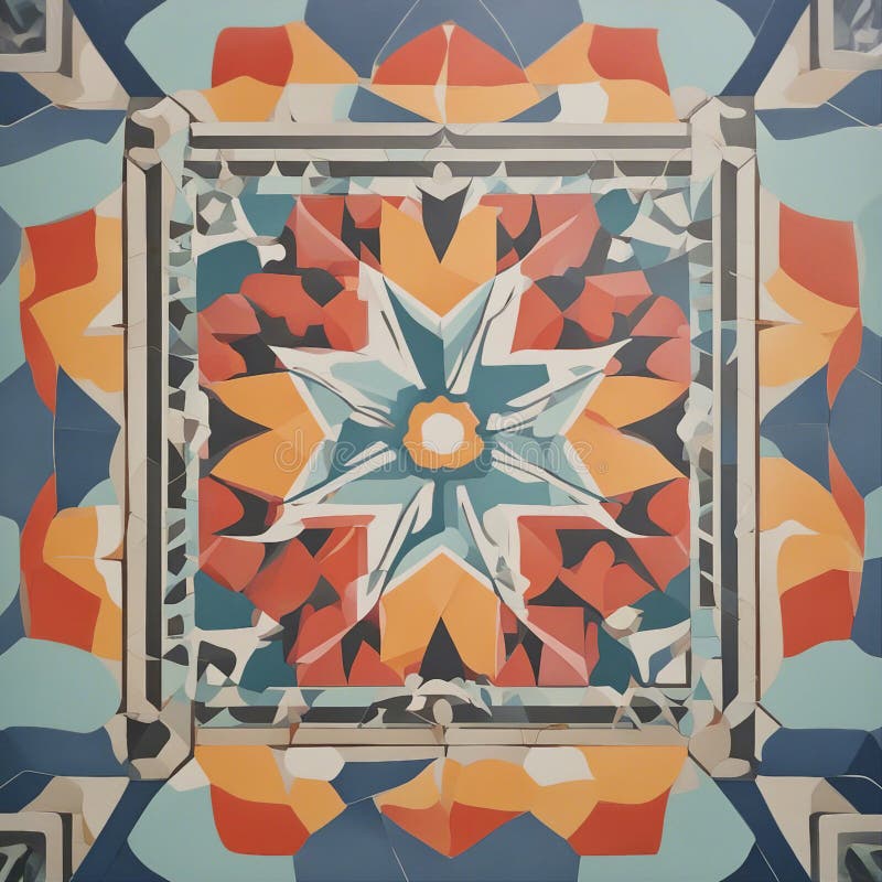 Pattern with Flowers a Floor Design with a Colorful and Geometric ...