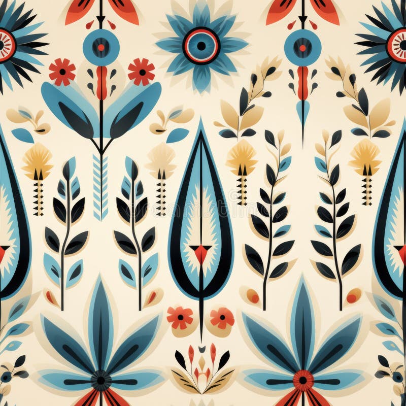 A Pattern of Flowers and Leaves on a White Background. Seamless Pattern ...