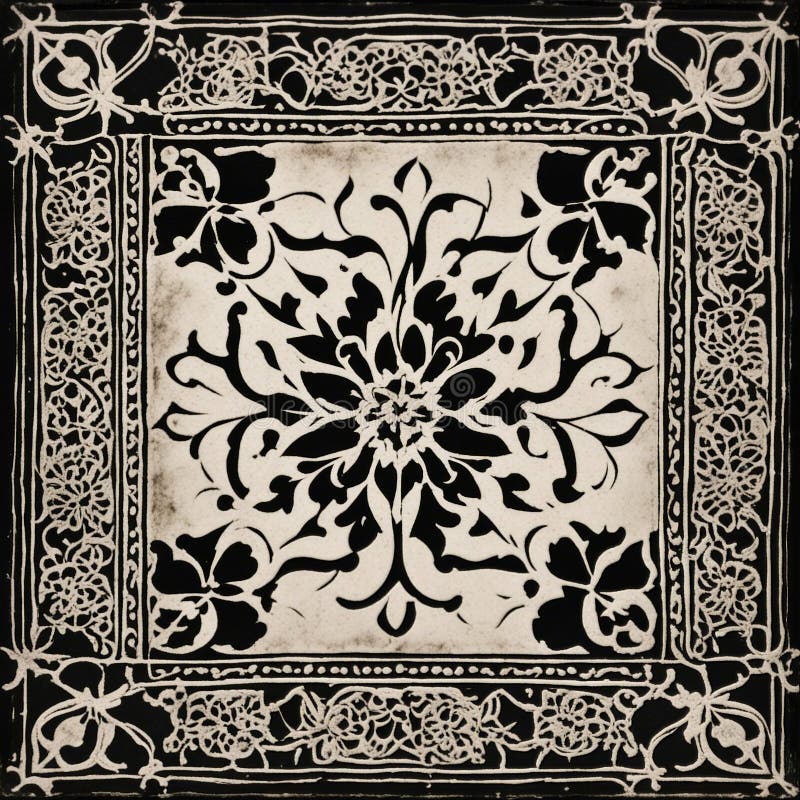 Pattern with Flowers a Moroccan Tile Pattern with a Floral Border and a ...