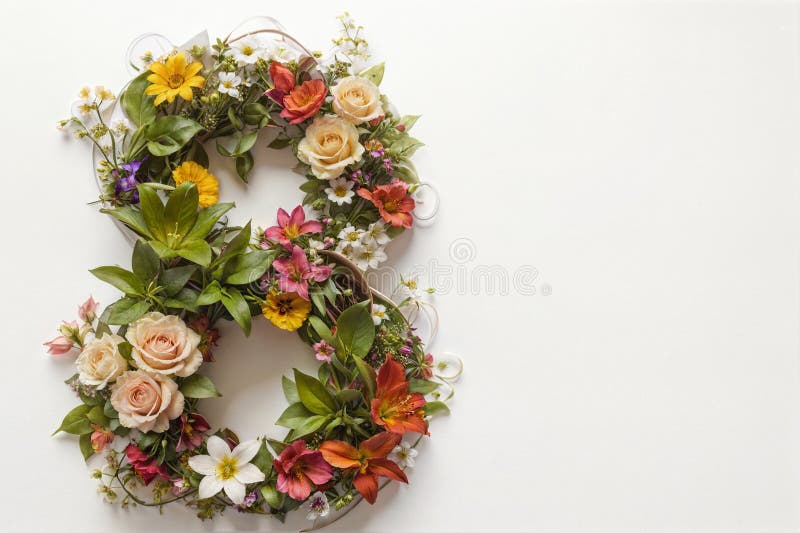 Pattern of Flowers in the Shape of the Number 8, March 8 ...