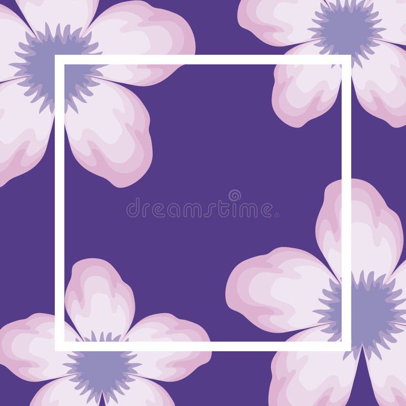 Pattern of Flowers and Square Frame Stock Illustration - Illustration ...