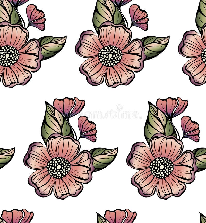Pattern Flowers. Vector stock vector. Illustration of leaf - 95840242