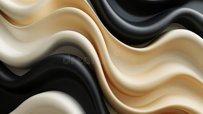 Pattern of Flowing Waves in a Blend of Soft Black, Cream, and Beige ...