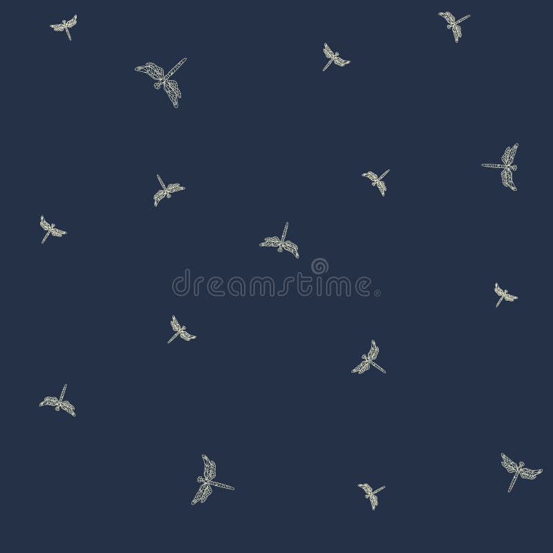 Pattern with Flying Dragonflies Stock Vector - Illustration of design ...