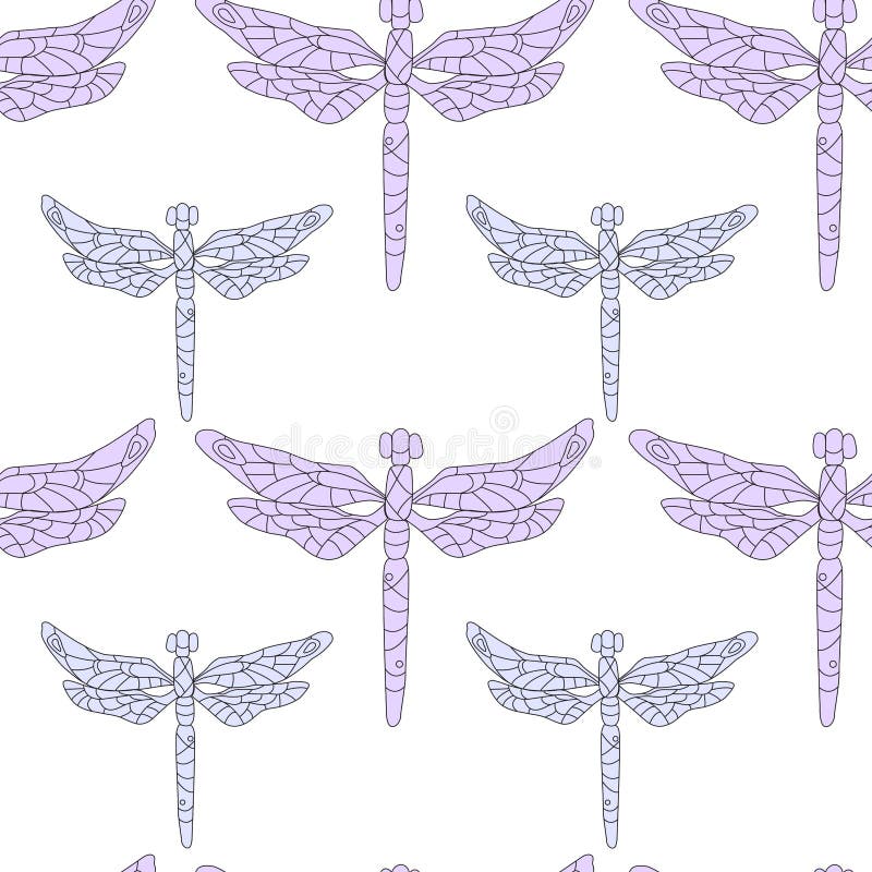 Pattern with Flying Dragonfly Stock Vector - Illustration of ornament ...