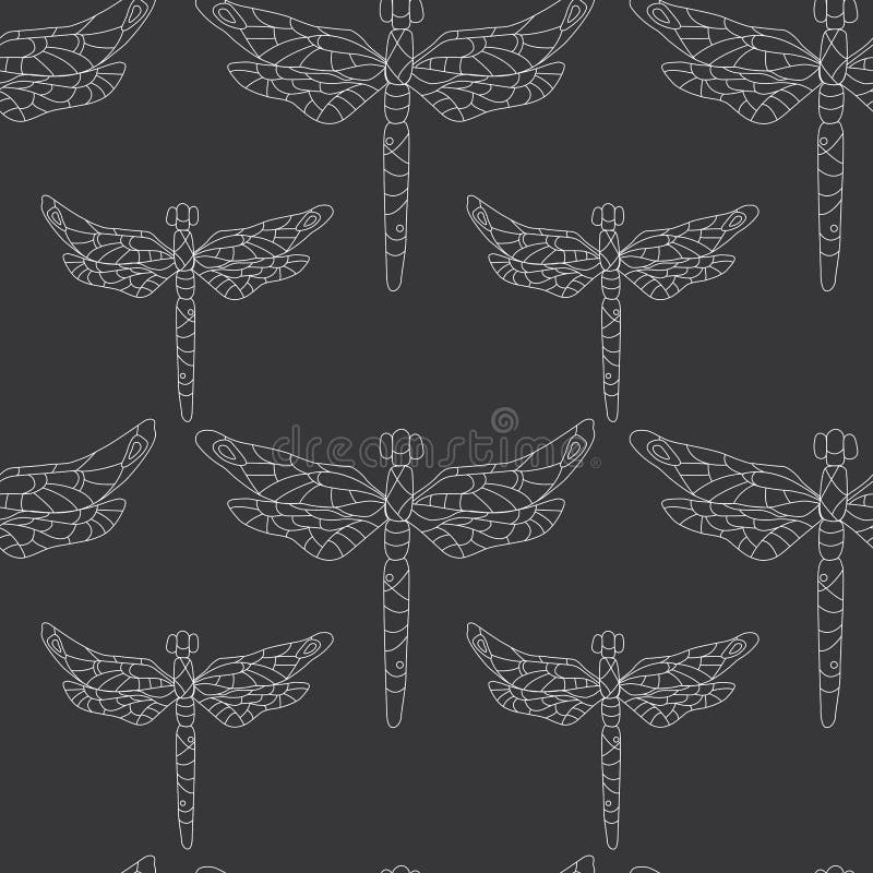 Pattern with Flying Dragonfly Stock Vector - Illustration of seamless ...