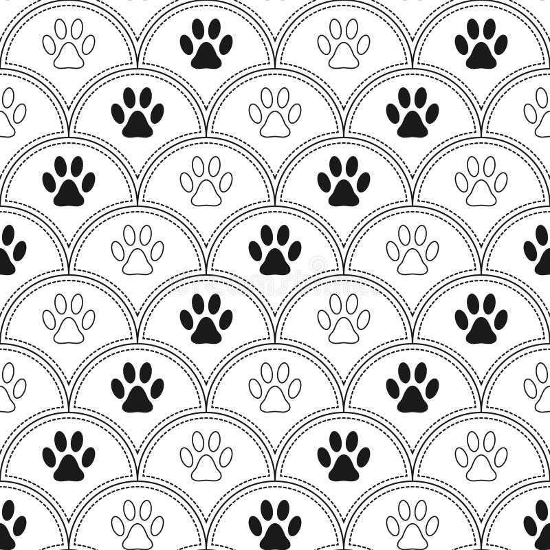 Pattern with Footprints of Pet in Fan-shaped Grid Stock Vector ...