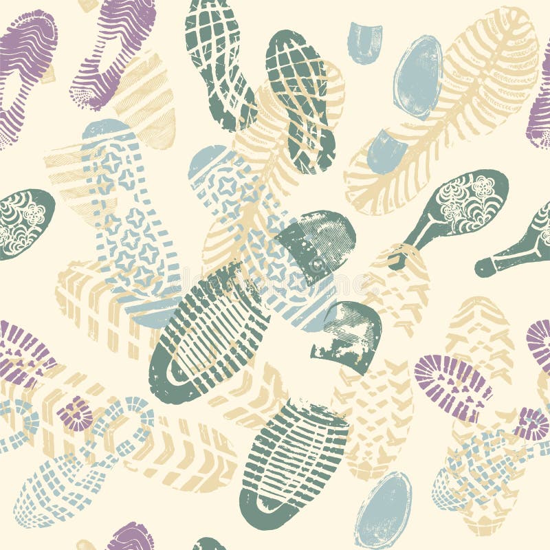 Pattern Footprints Vector Seamless Pattern on Beige Background Stock ...