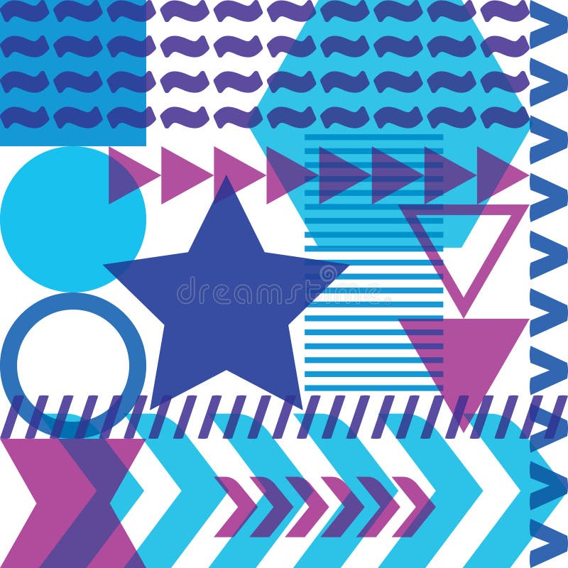 Pattern in the Form of an Overlay of Simple Geometric Shapes. Vector ...