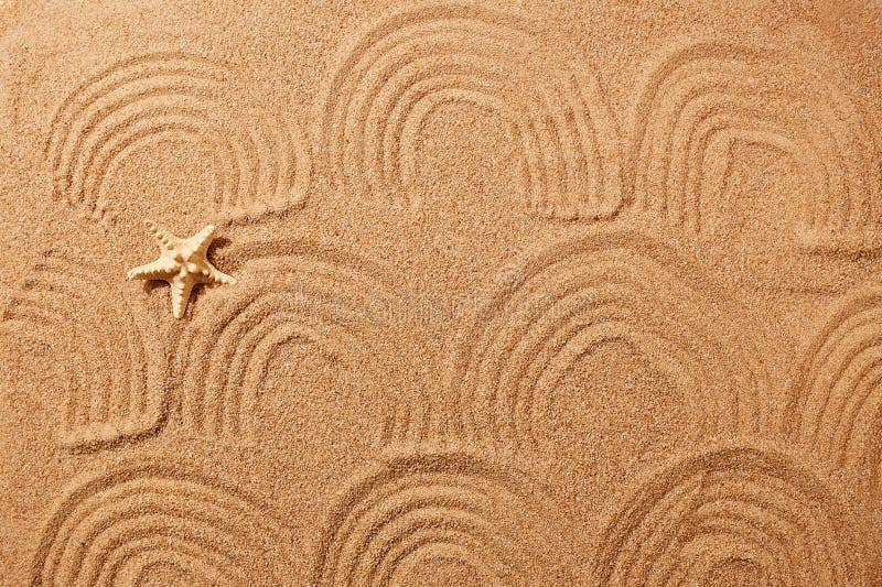 A Pattern in the Form of Waves on the Sand on the Beach and a Starfish ...