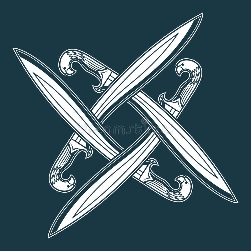 Pattern of Four Crossed Swords. Stock Vector - Illustration of print ...
