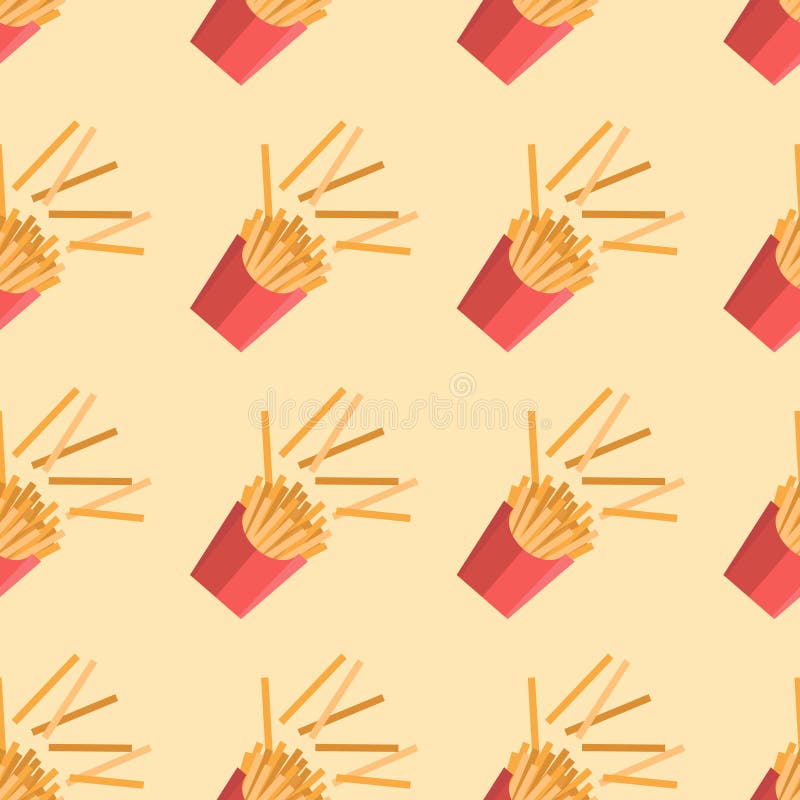 Pattern with French Fries in a Flat Style. Stock Vector - Illustration ...