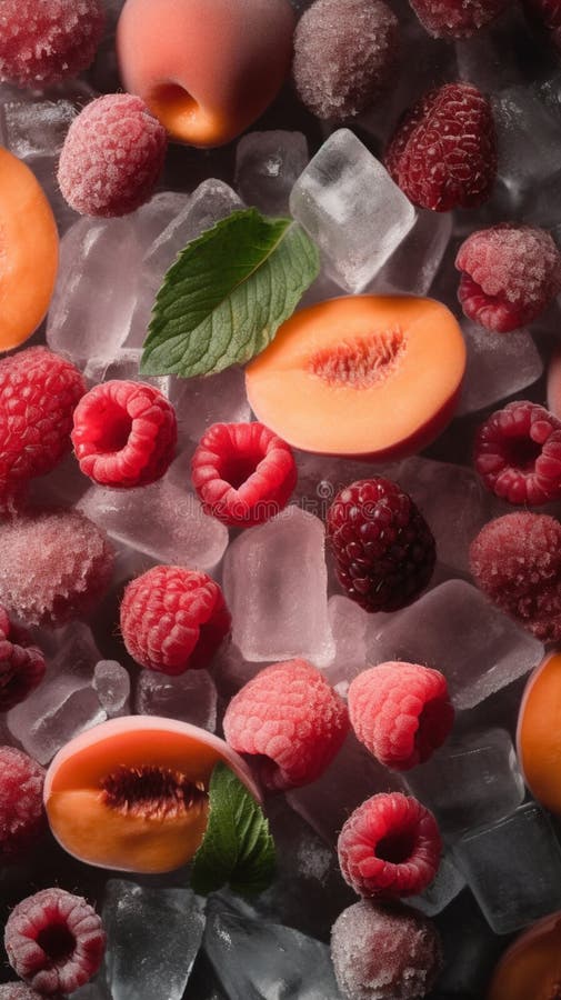 Pattern Fresh Raspberry Peach Ice, AI-generated Stock Illustration ...
