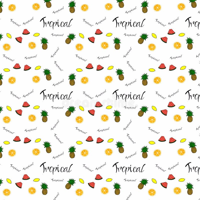 Pattern of Fruit Orange,lemon,pineapple,watermelon Ily Stock ...