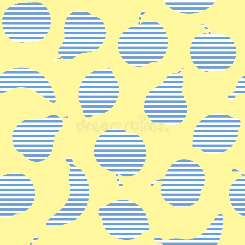 Seamless Vector Pattern With Striped Abstract Fruits Background With