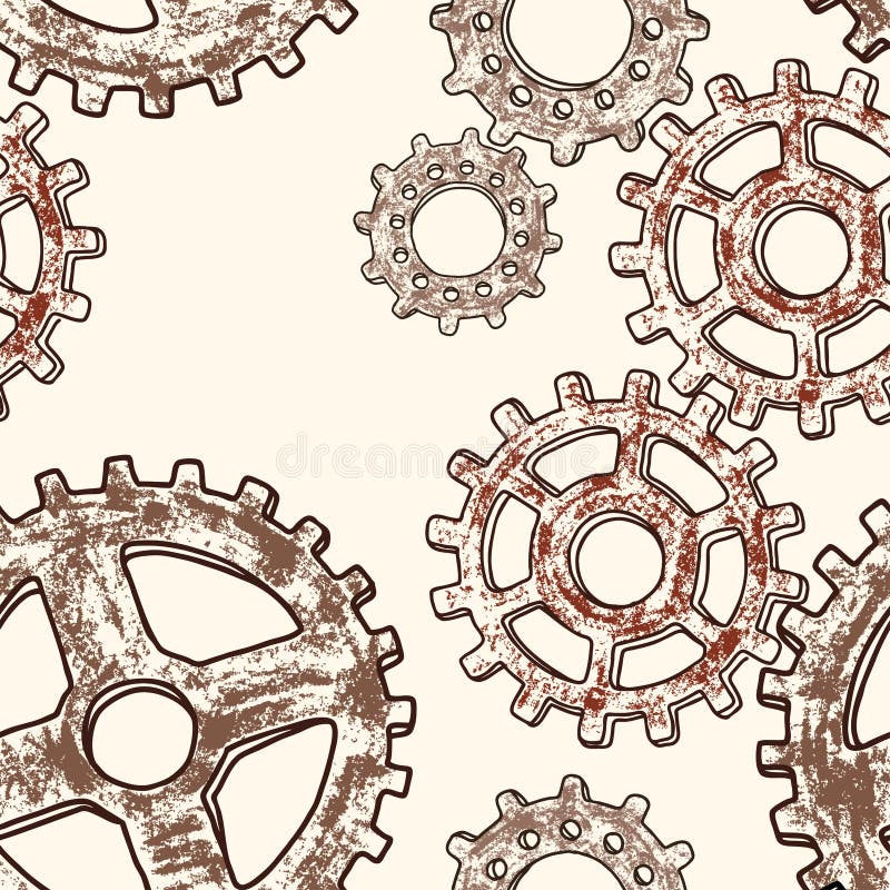Pattern of gear wheels stock vector. Illustration of contour - 37503836