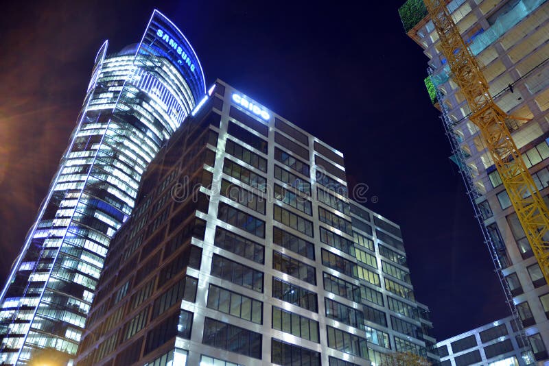 Pattern of Generation Park Office Buildings Windows Illuminated at ...
