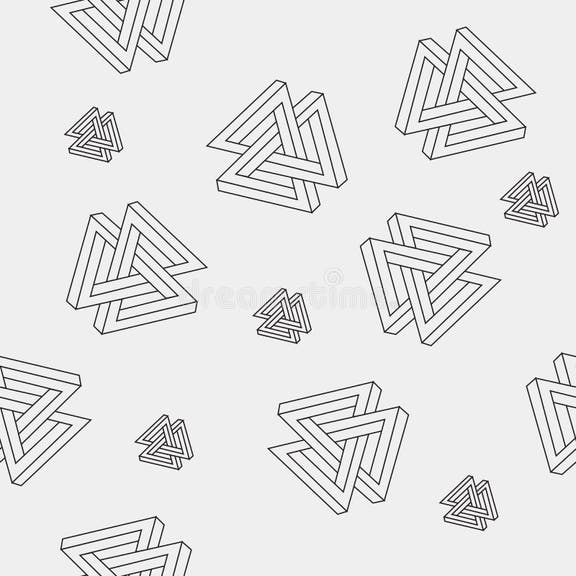 Pattern Geometric Seamless Simple Monochrome Minimalistic of Impossible Shapes, Triangles Stock ...