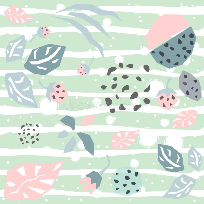 Pattern with Geometrically Shaped Plants Stock Illustration ...