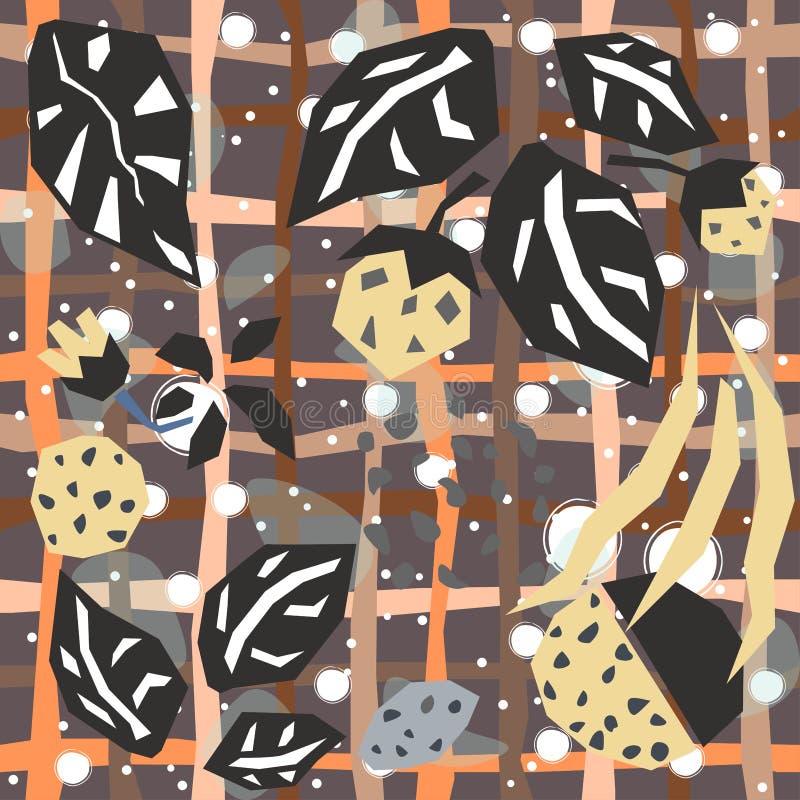 Pattern with Geometrically Shaped Plants Stock Illustration ...