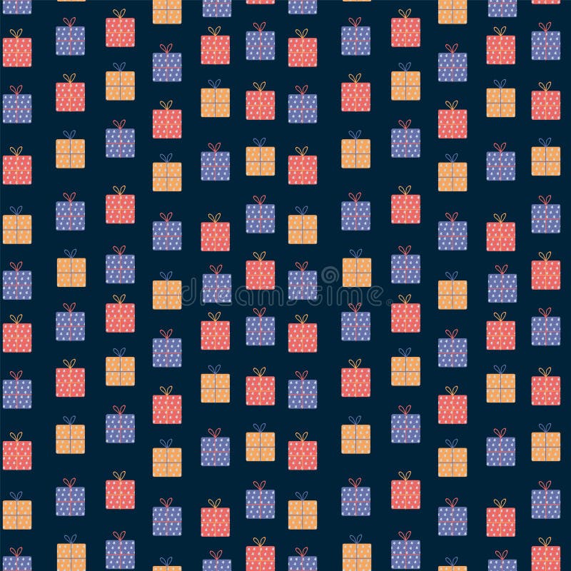 Pattern with Gifts. Cute Christmas or New Year Presents. Multi-colored ...