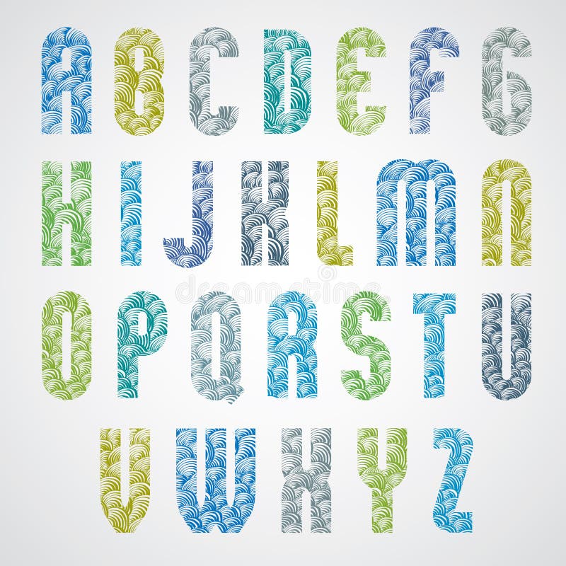 Pattern Glamorous Colorful Fashionable Font, Upper Case Letters Stock ...