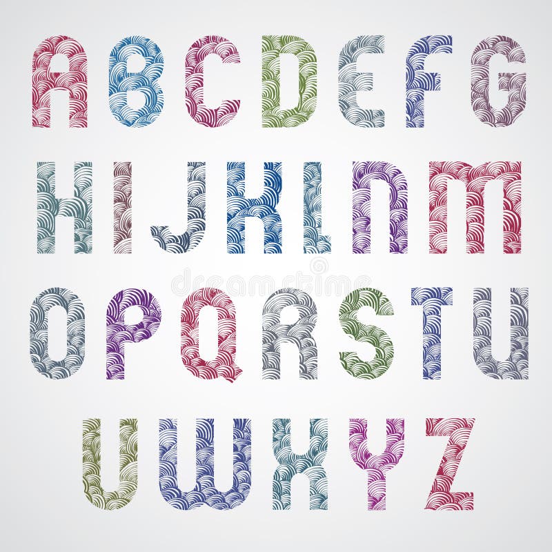 Pattern Glamorous Colorful Ornamental Font, Upper Case Letters. Stock ...