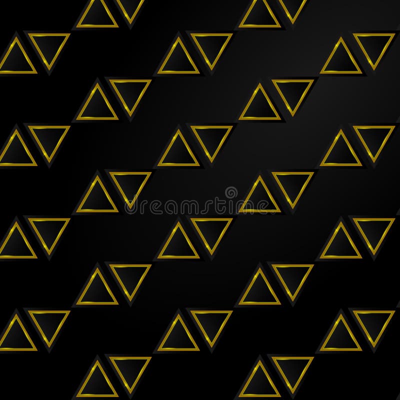 Pattern Golden Triangle Design on Black Background Stock Illustration ...