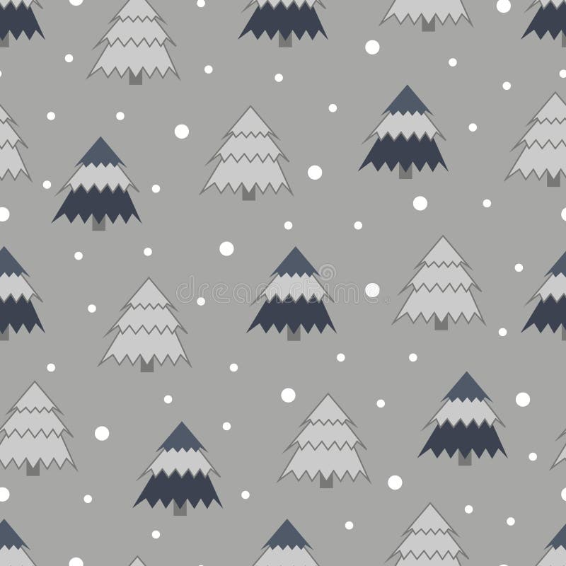 Pattern on a Gray Background Drawn Christmas Trees, Seamless Repeating ...