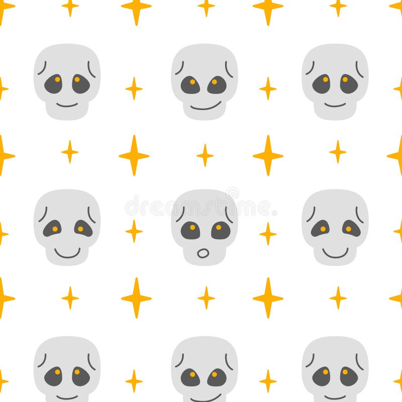 Pattern of Gray Skulls on a White Background in a Simple Style Stock ...