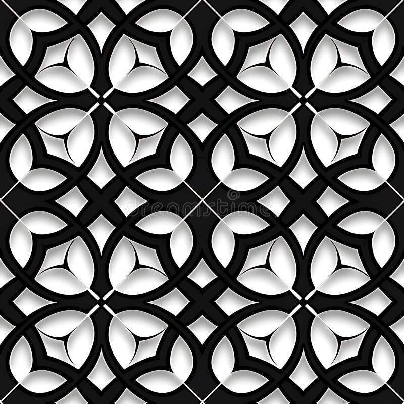 3D Black and White Seamless Pattern Stock Illustration - Illustration ...