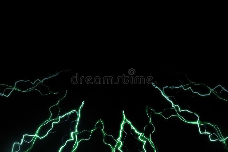 Pattern of Green Glowing Lightning Discharges. Blurred Image Stock ...