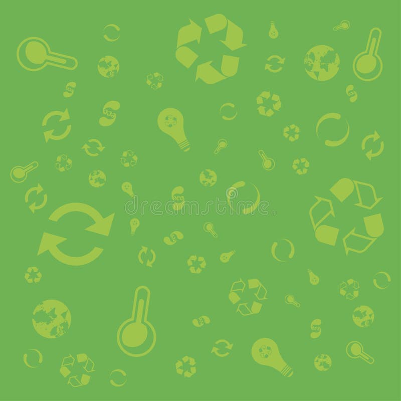 Pattern Green Icons of Ecology. Set of Icons on the Background Stock ...