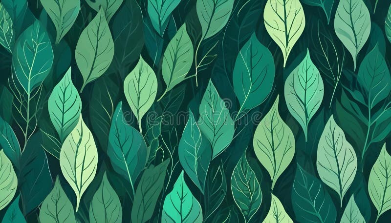 Pattern of Green Leaves with Varied Shades and Vein Details Stock ...