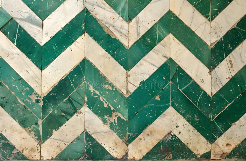 Marrakech Green and White Chevron Tile Floor Stock Illustration ...