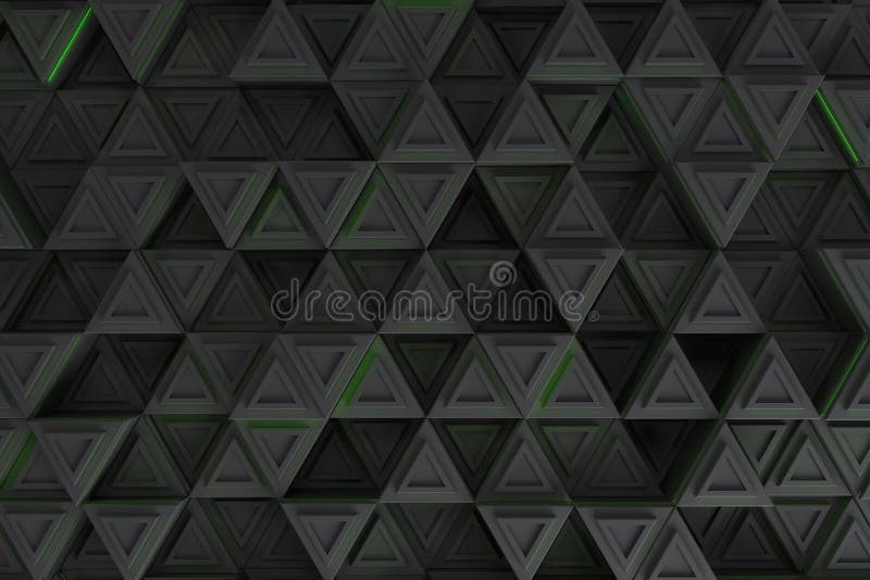 Pattern of Grey Triangle Prisms with Green Glowing Lines Stock ...
