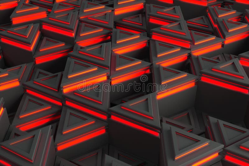 Pattern of Grey Triangle Prisms with Red Glowing Lines Stock ...